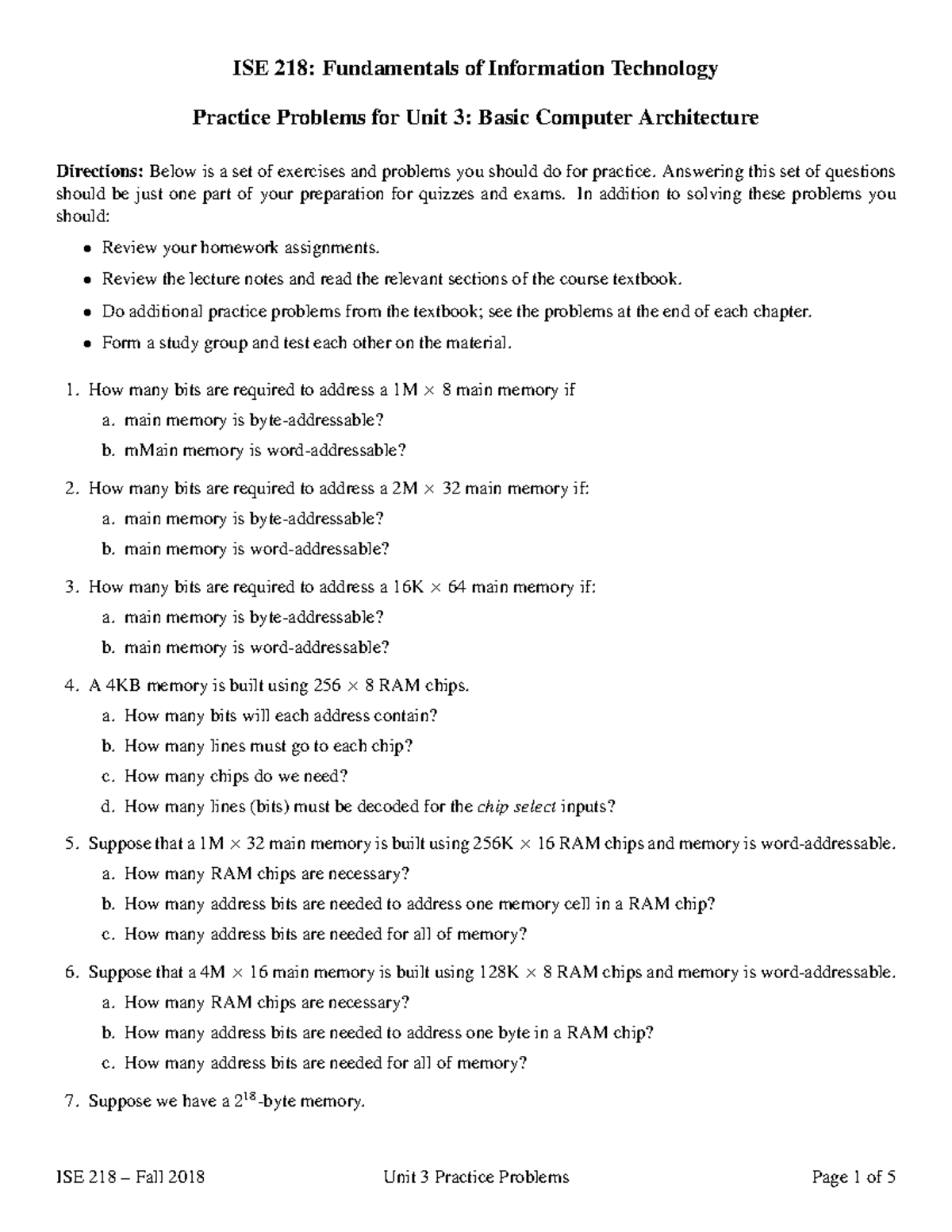 ISE218 Unit03 Practice Problems - ISE 218: Fundamentals of Information ...