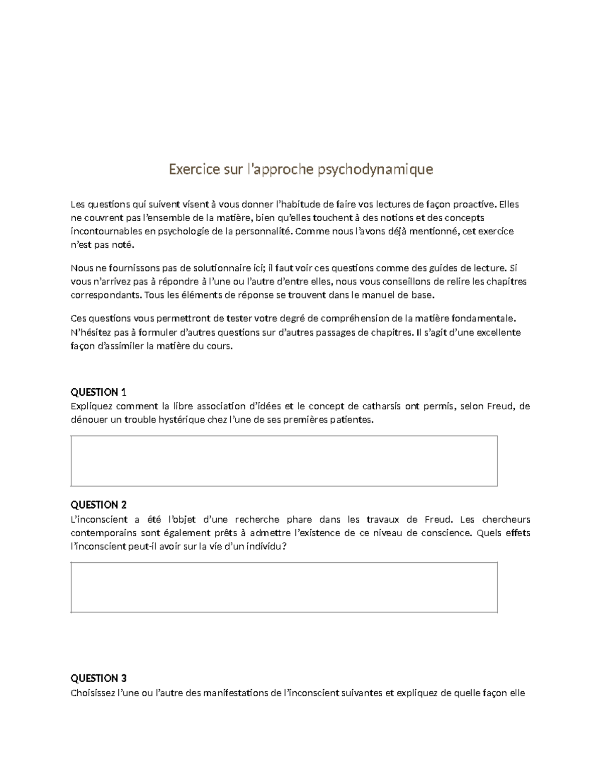 PSYExercice App psychodyn 2 - Exercice sur l’approche psychodynamique ...