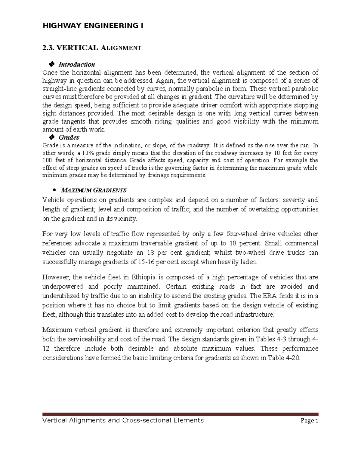 2.2. Vertical Alignment & Cross-sections - 2. VERTICAL A 2. VERTICAL ...