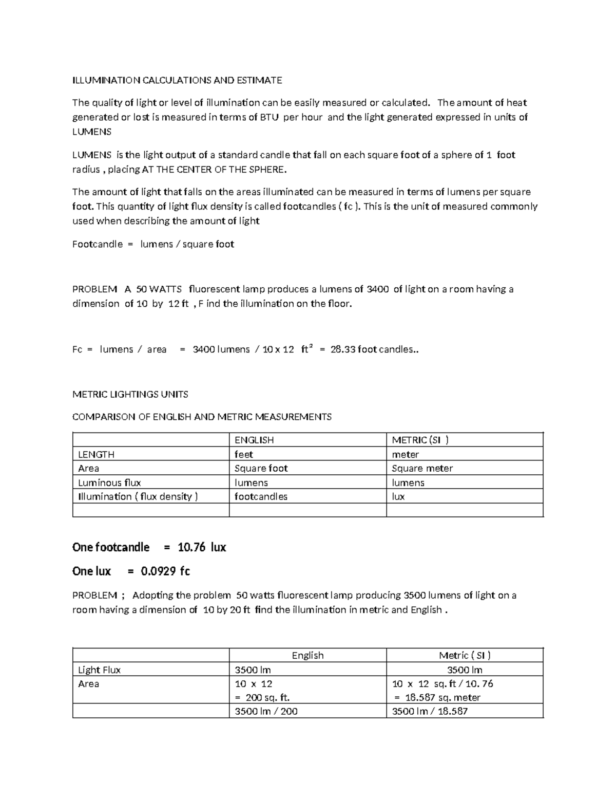 Module 9.3 Illumination Calculation-1 - ILLUMINATION CALCULATIONS AND ...