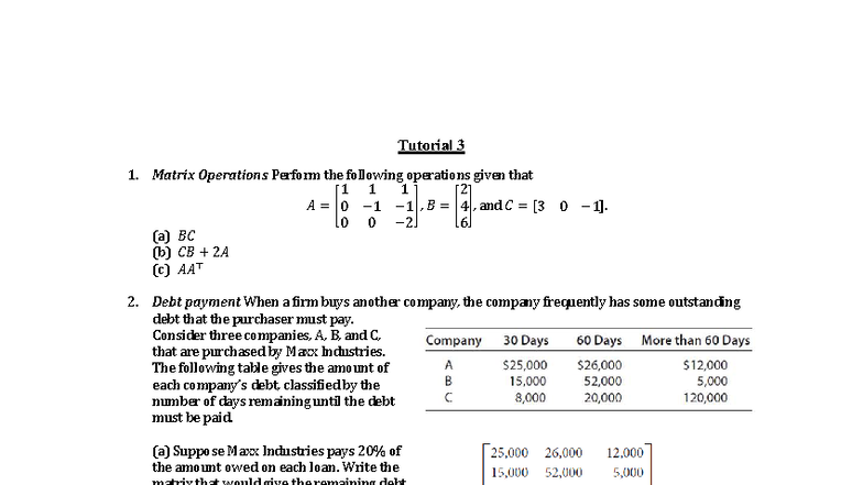 HSB2023: APPLIED MATHEMATICS Tutorial 3 - Matrix Operations ...