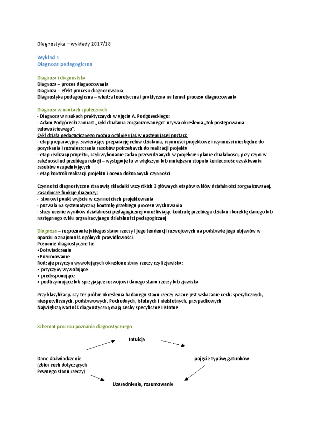 Rodzaje i Typy Diagnoz - Kluczowe Informacje w Pedagogice - Studocu