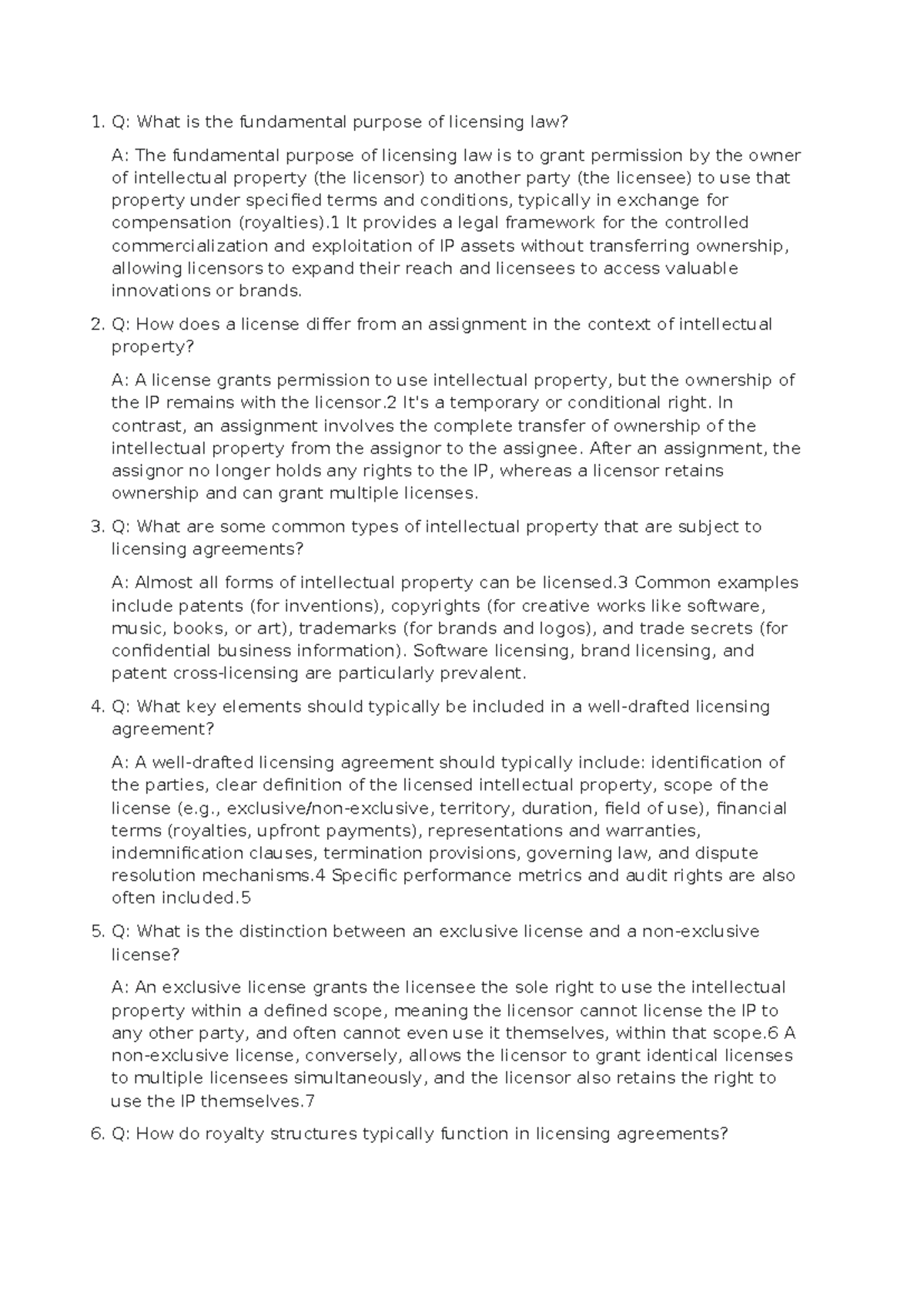 Licensing Law Overview: Key Concepts and Agreements (LAW 101) - Studocu