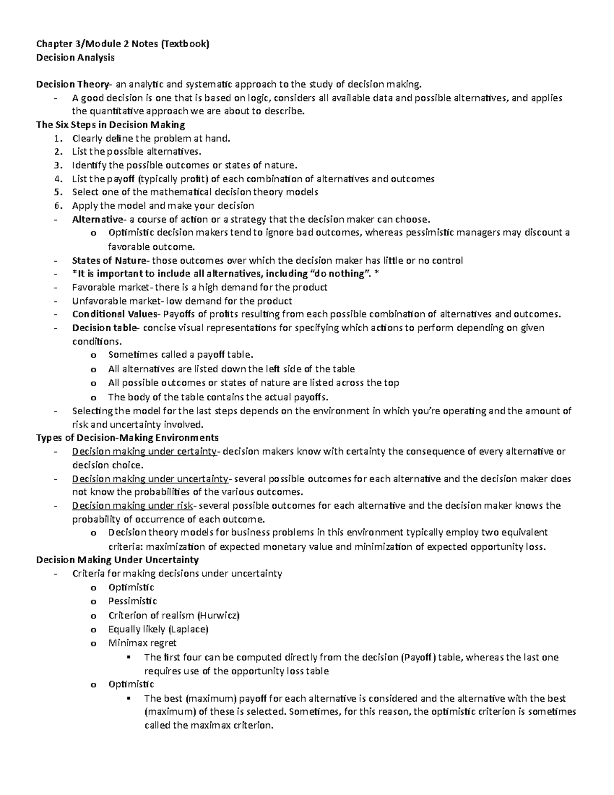 Chapter 3, Module 2 Notes (textbook) - Chapter 3/Module 2 Notes ...