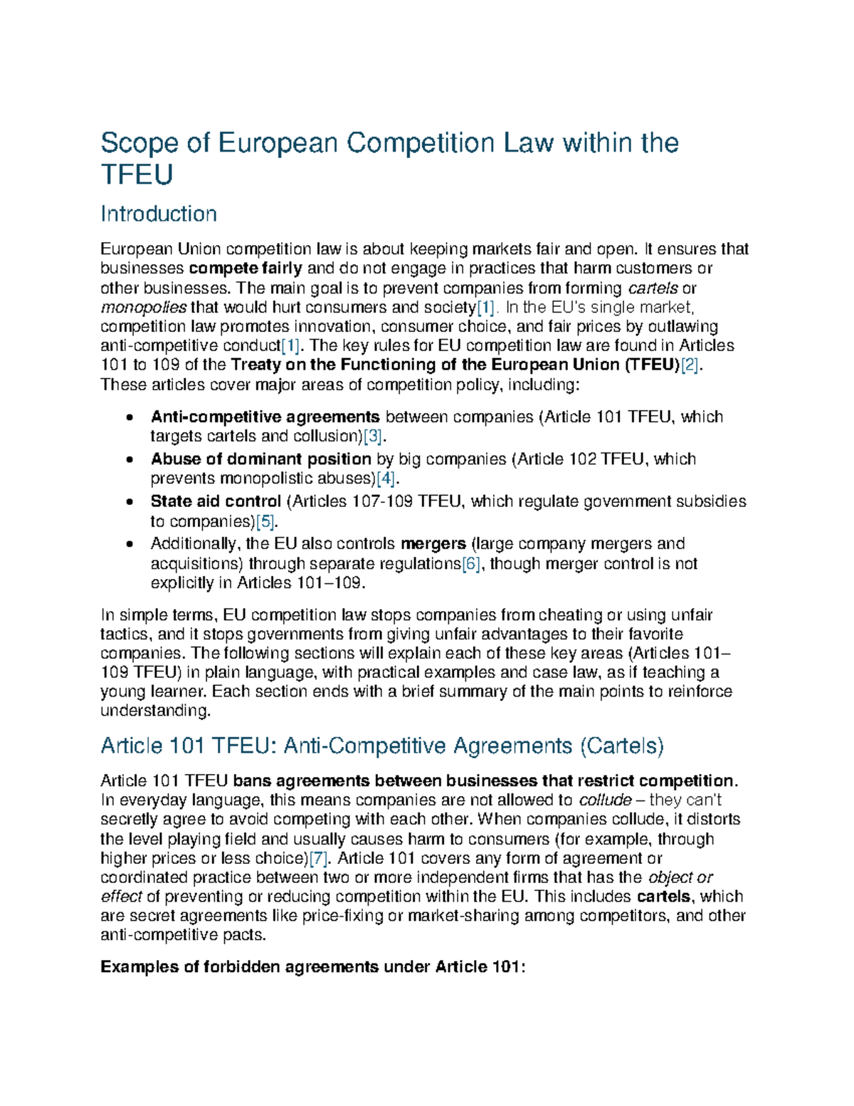 Scope of EU Competition Law under TFEU: Key Articles Explained - Studocu