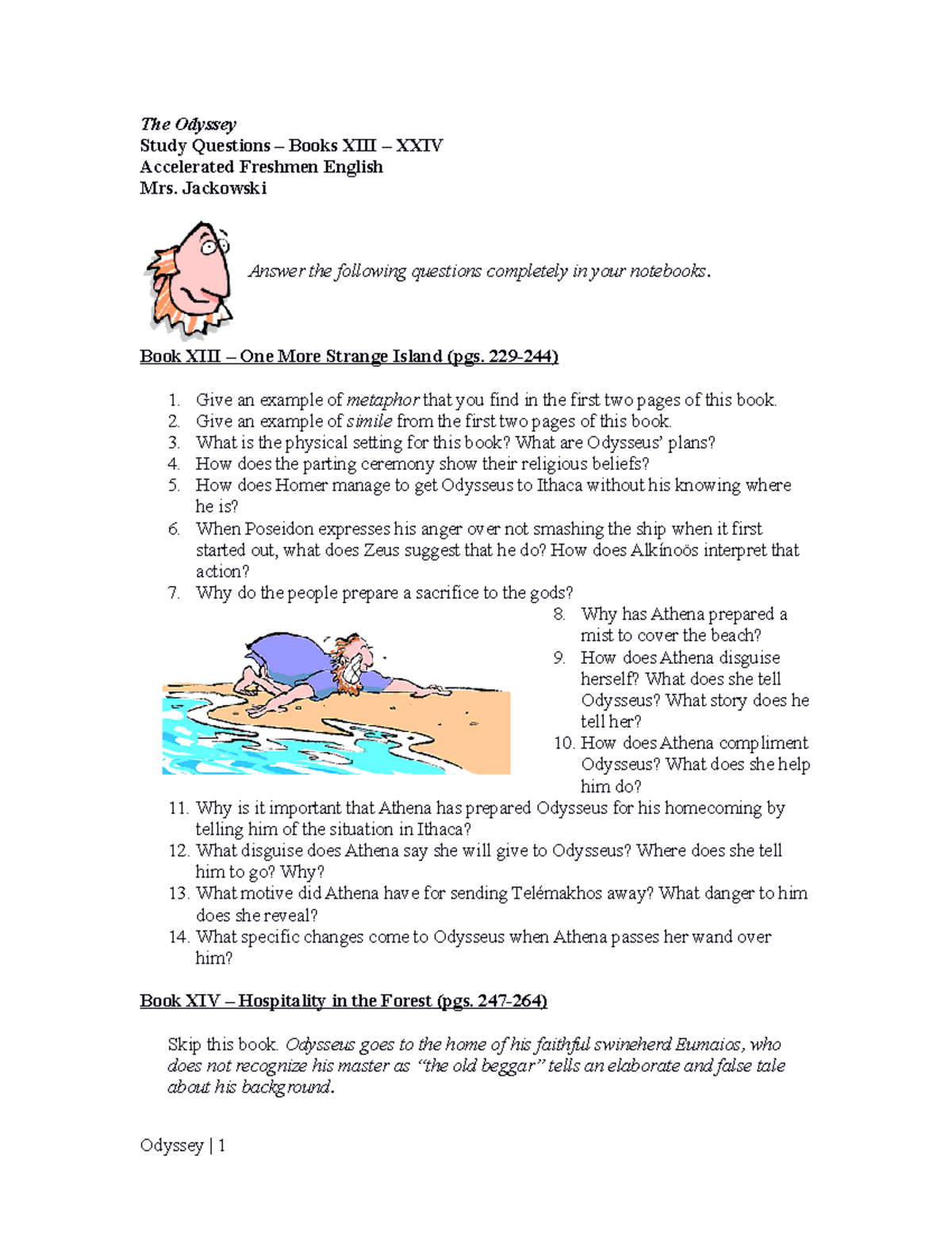 The odyssey study guide - part 2 - The Odyssey Study Questions – Books ...