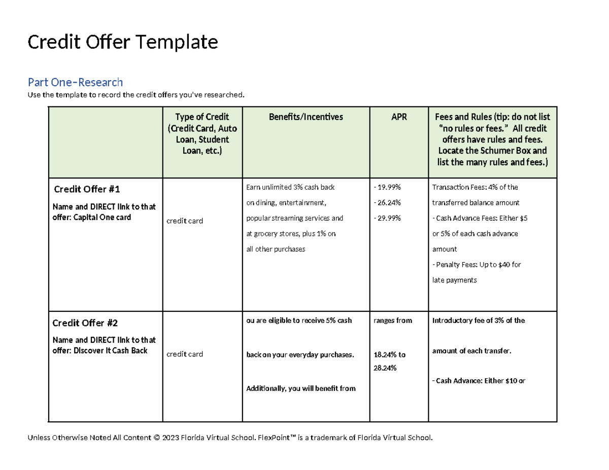 03.04_credit_offer.docx - Credit Offer Template Part One–Research Use ...