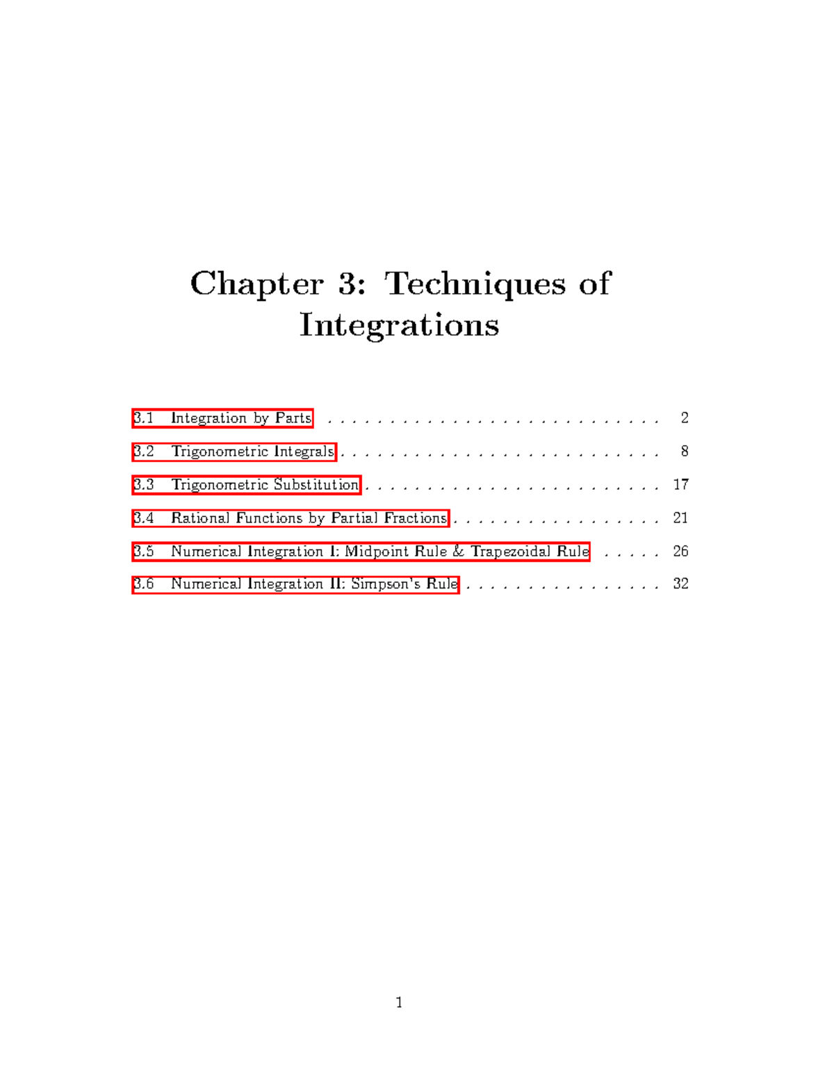 MH1101 Chapter 3: Techniques of Integration and Applications - Studocu