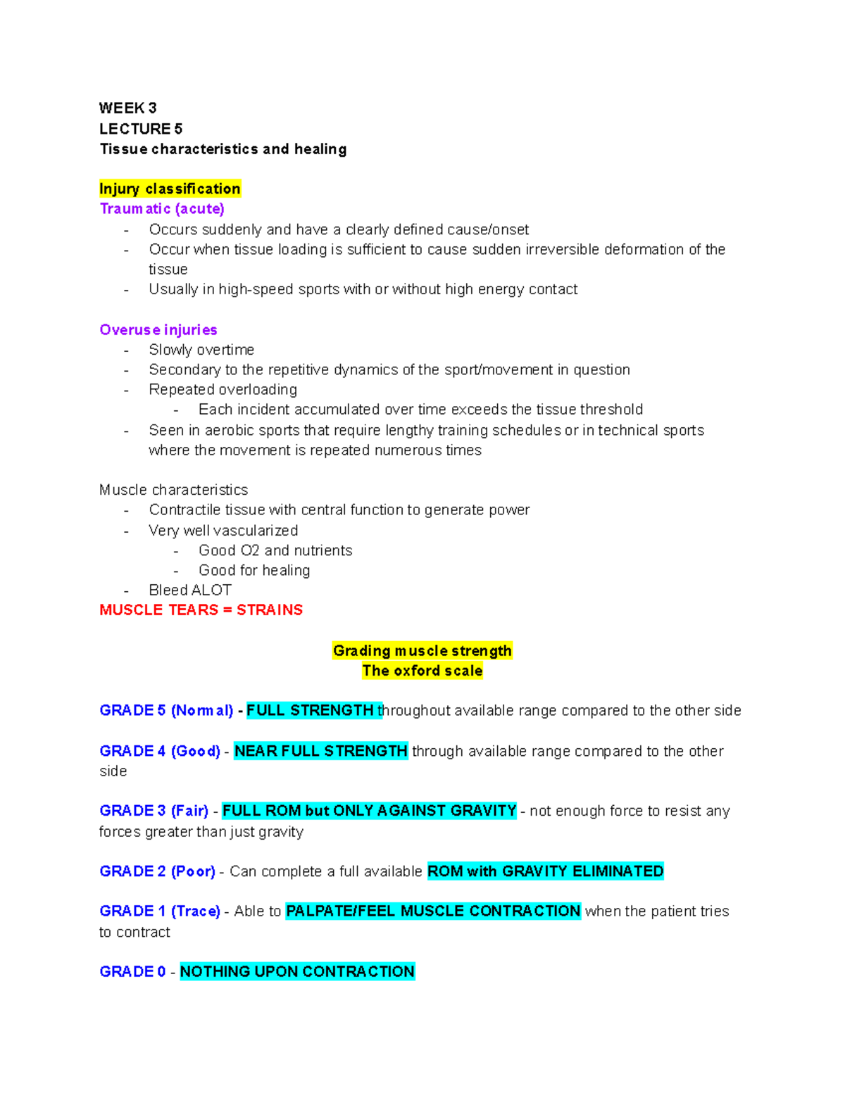 KIN 2336 - Week 3 Lecture 5: Tissue Characteristics & Injury Healing ...