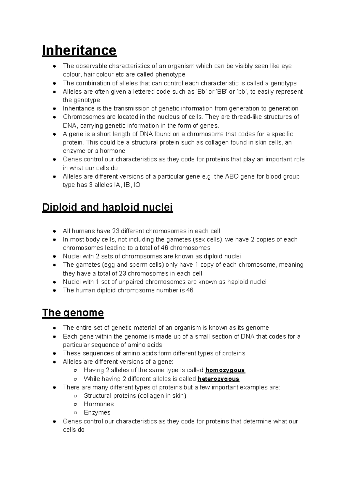 BIOL101: Inheritance Principles and Mendelian Genetics Notes - Studocu