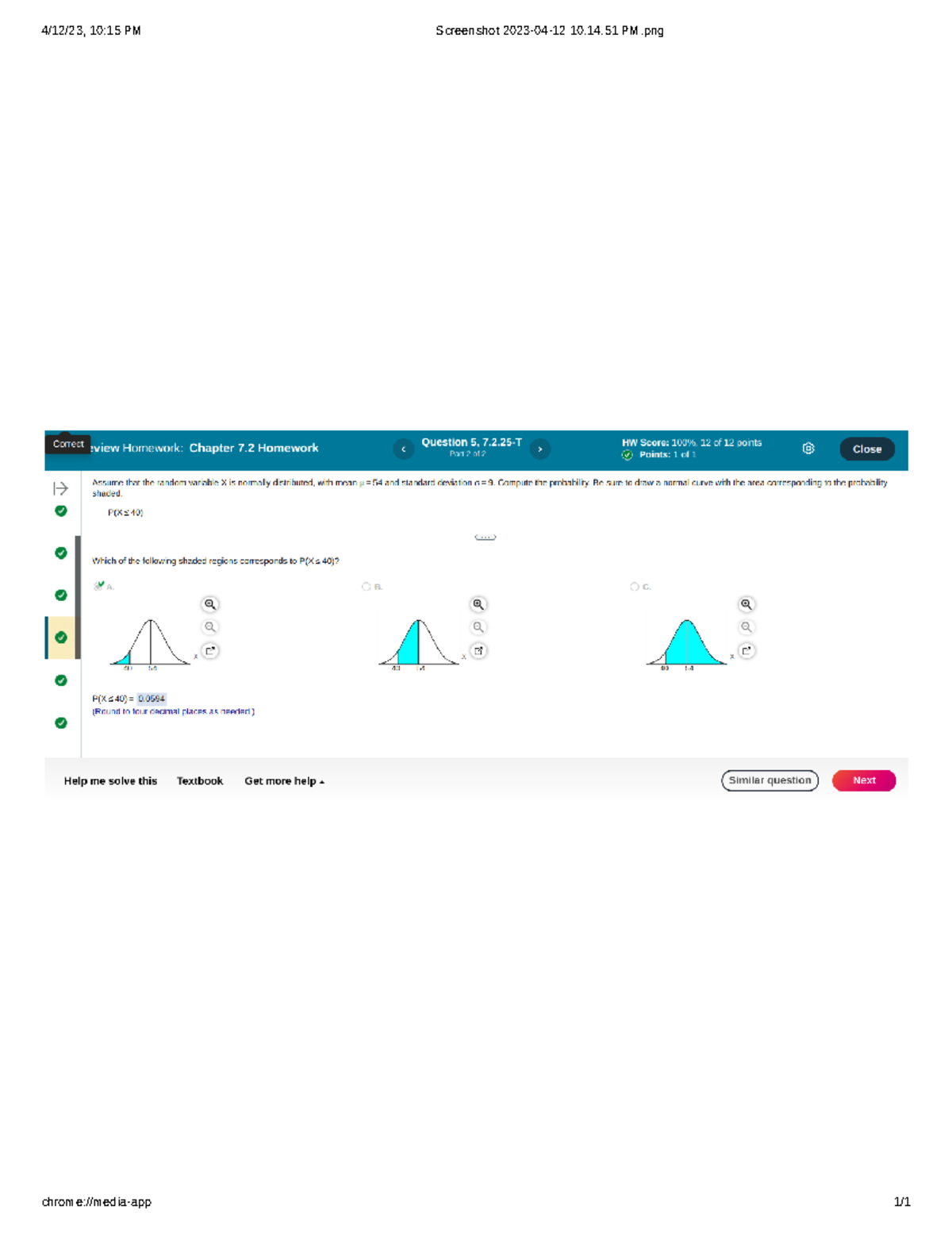 7.2 Applications of the Normal Distribution - 10:15 PM Screenshot 10.14 ...