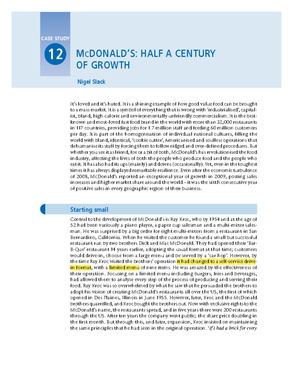 Case Study S02: McDonald's - Half a Century of Growth Analysis - Studocu