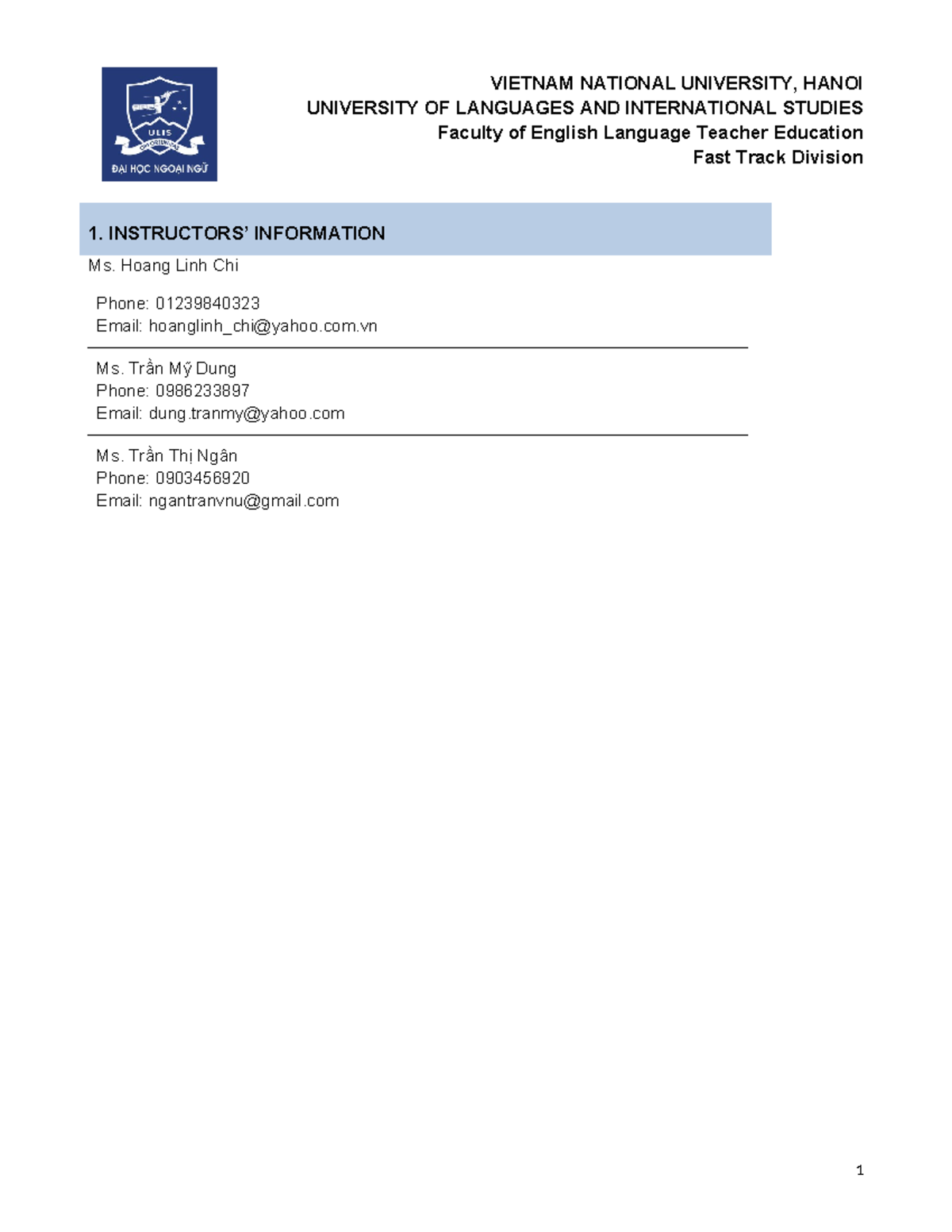 Syllabus for ENG4021: English for Social Purposes 1 at ULIS - Studocu