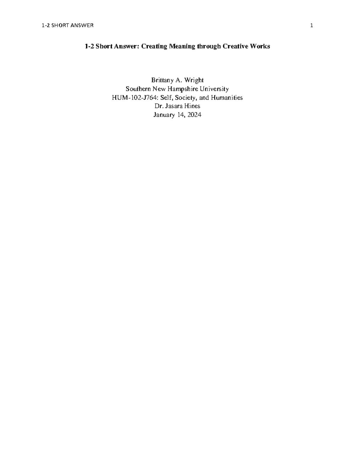 HUM-102 Short Answer: Family Themes in Creative Works Analysis - Studocu
