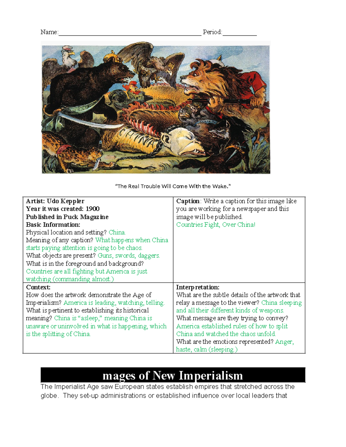 Age of Imperialism Political Cartoon Analysis Activity-1 (Complete ...