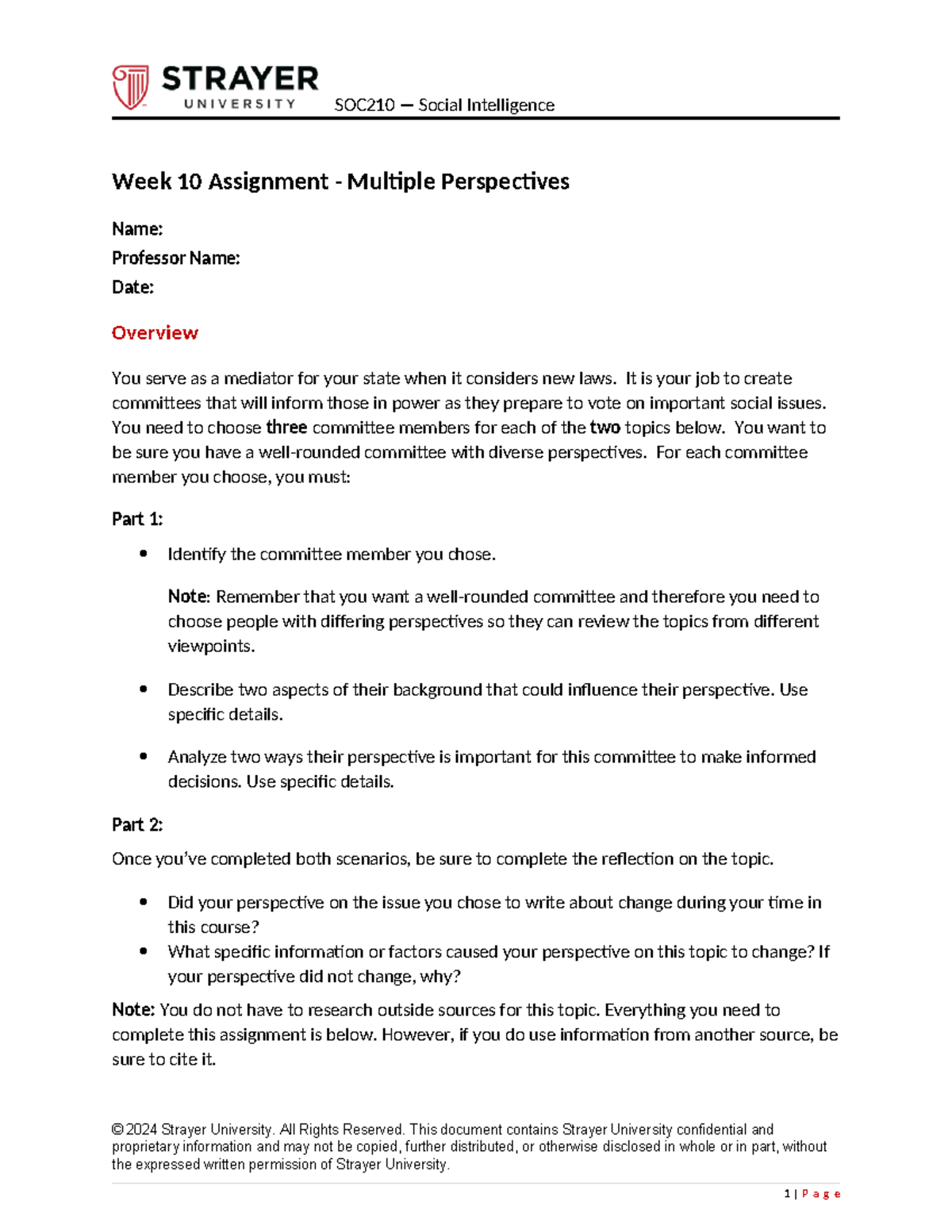 Week 10 Assignment - Multiple Perspectives - Week 10 Assignment ...