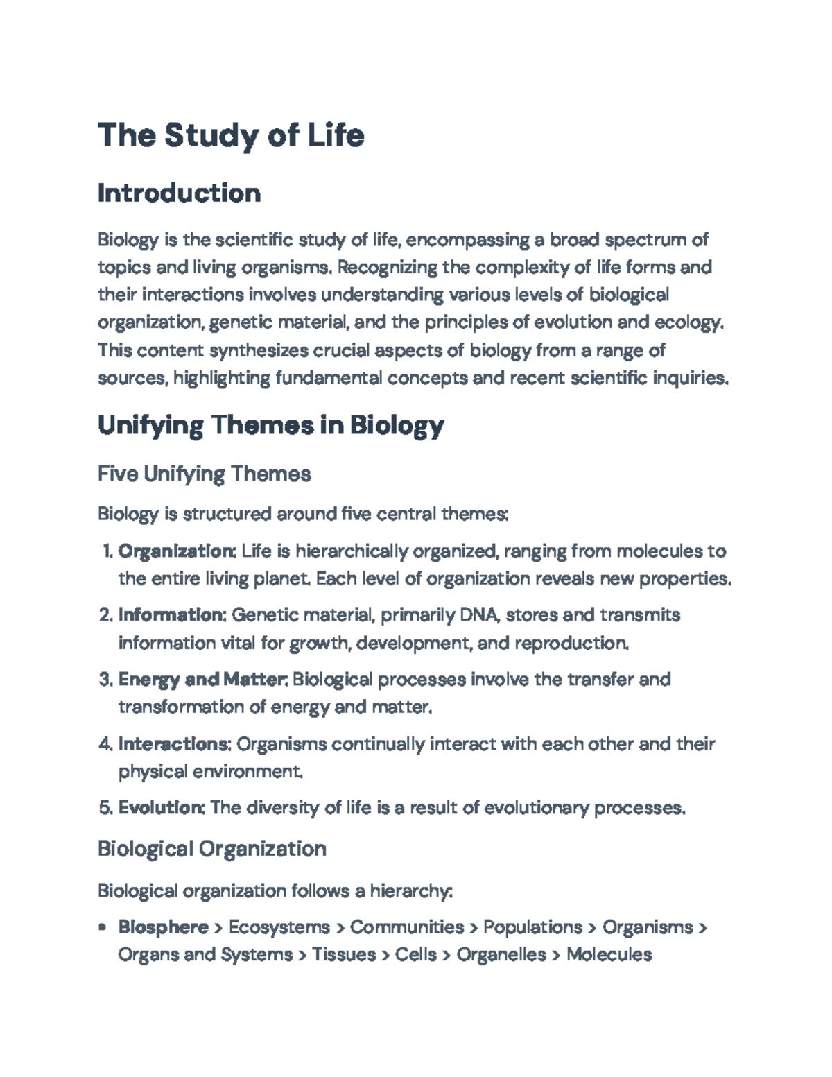 Biology 101: Fundamental Concepts in the Study of Life - The Study of ...