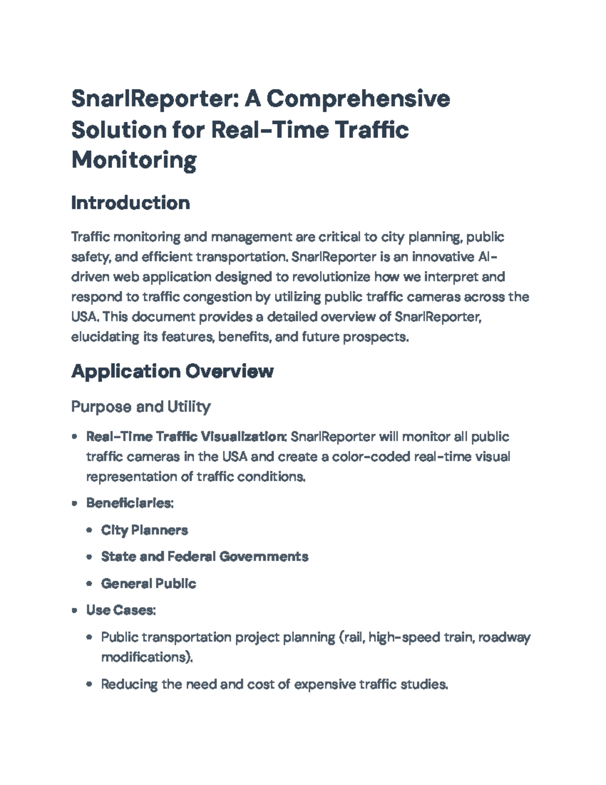 SnarlReporter: Real-Time Traffic Monitoring Solution Overview ...
