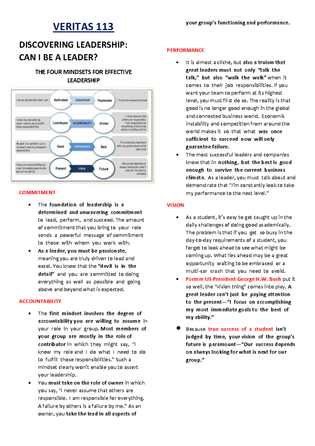 Veritas 113 Prelim - Discovering Leadership Mindsets and Styles - Studocu