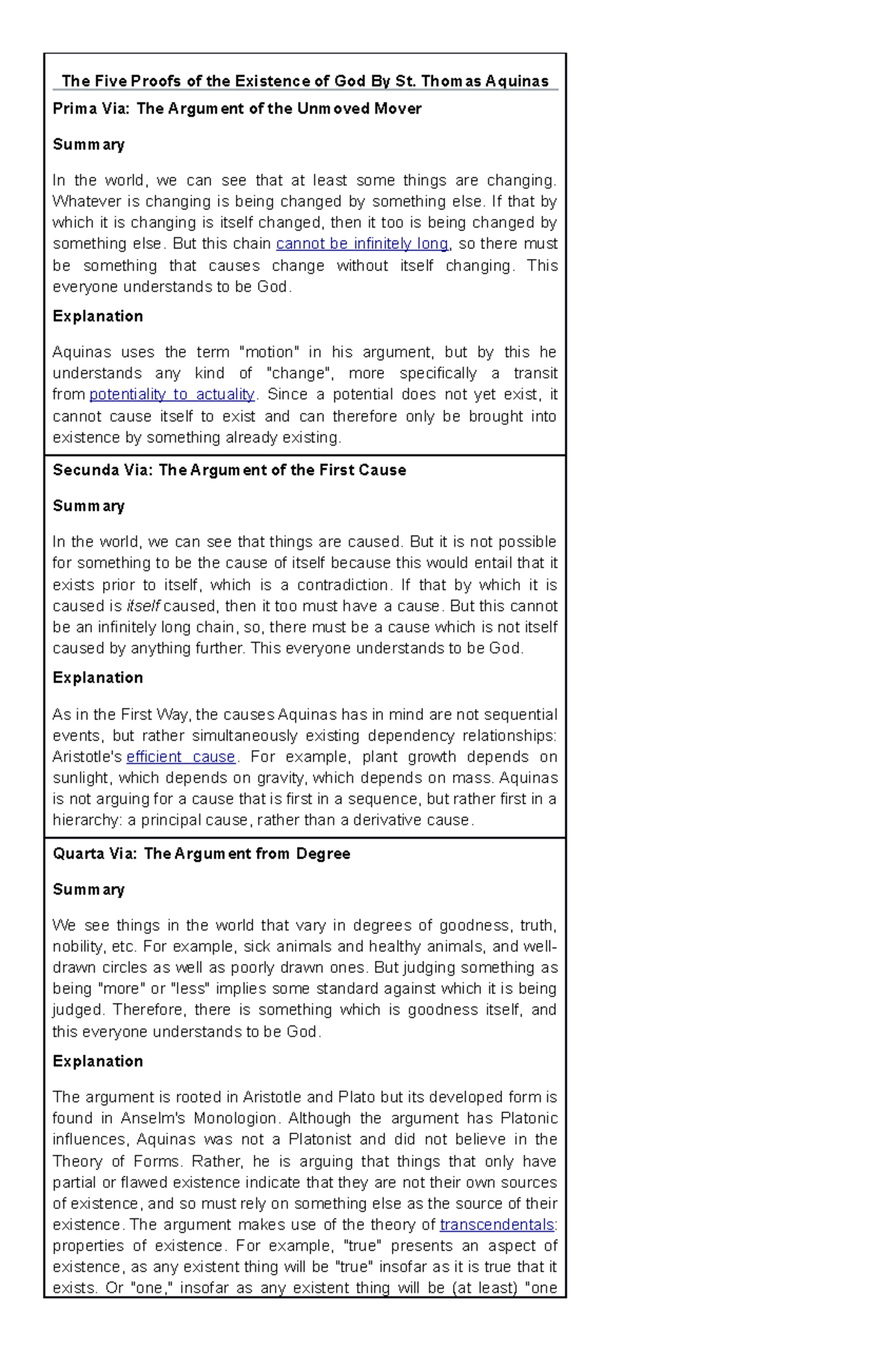 The Five Proofs of the Existence of God By St - Thomas Aquinas Prima ...