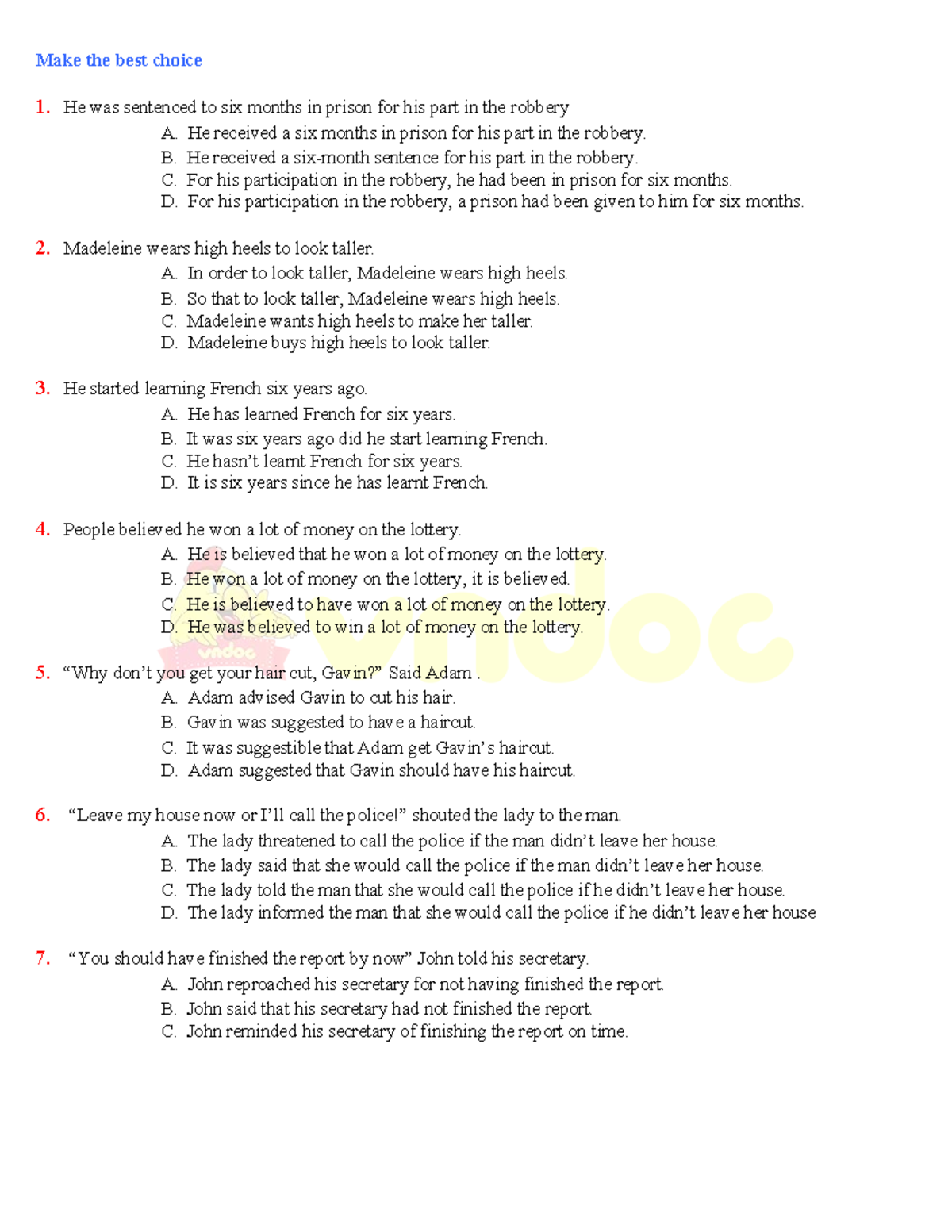 English Language Revision Exercises - ESL 101 - Studocu