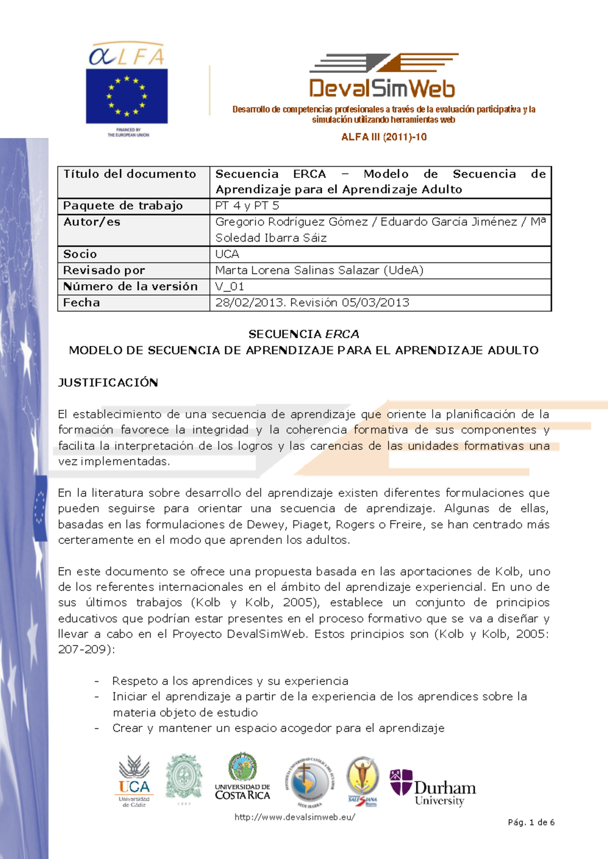 Modelo ERCA para el Aprendizaje Adulto: Secuencia y Estrategias UCA - Studocu