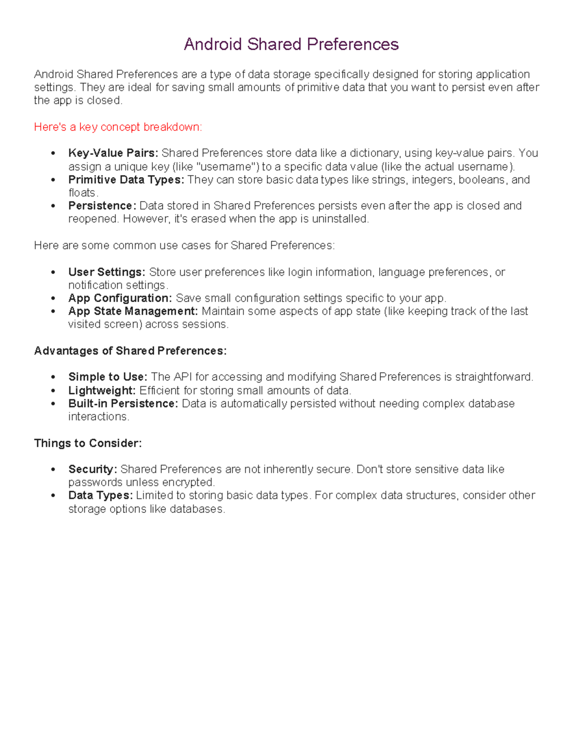 Android Shared Preferences Overview and Use Cases - Studocu