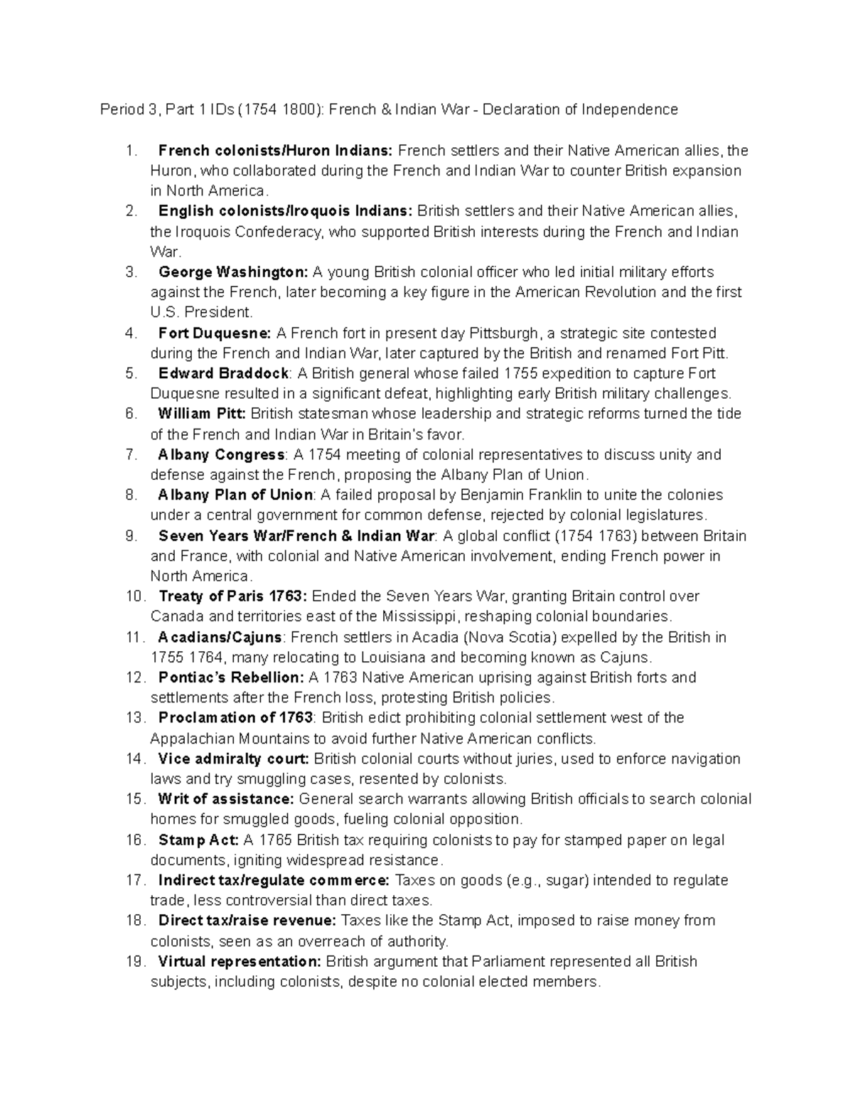 Period 3 Notes (1754-1800): Key Events & Concepts of the American ...