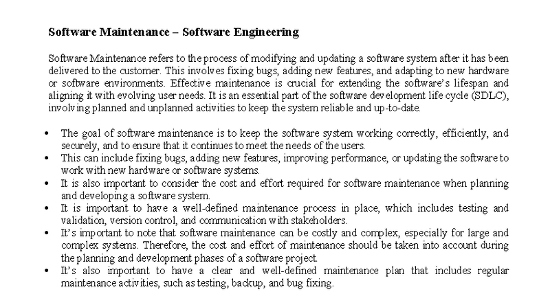 Software Maintenance in Software Engineering: Key Concepts and ...