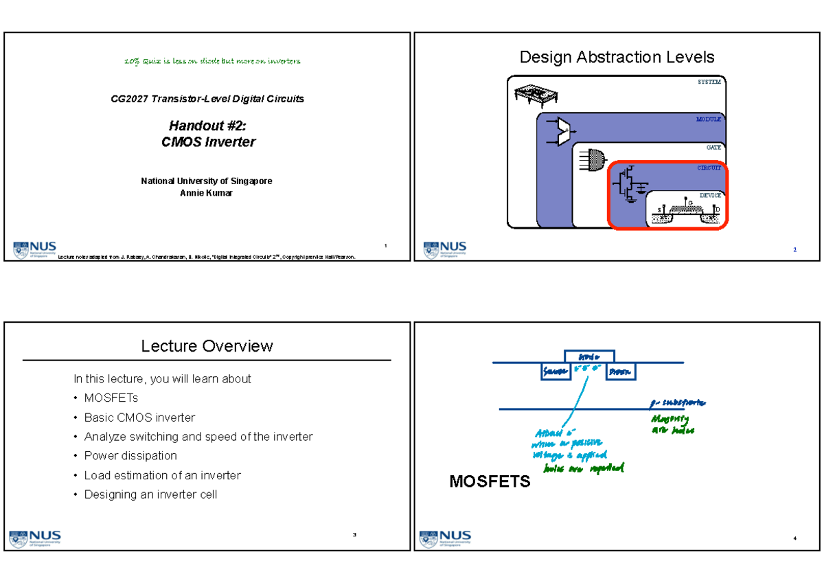 Lecture 2 - CG2027 Transistor-Level Digital Circuits Handout #2: CMOS ...