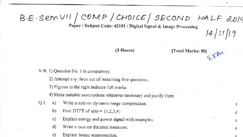 DEC-2019 Digital Signal Processing Exam Paper (Code: 42151) - Studocu
