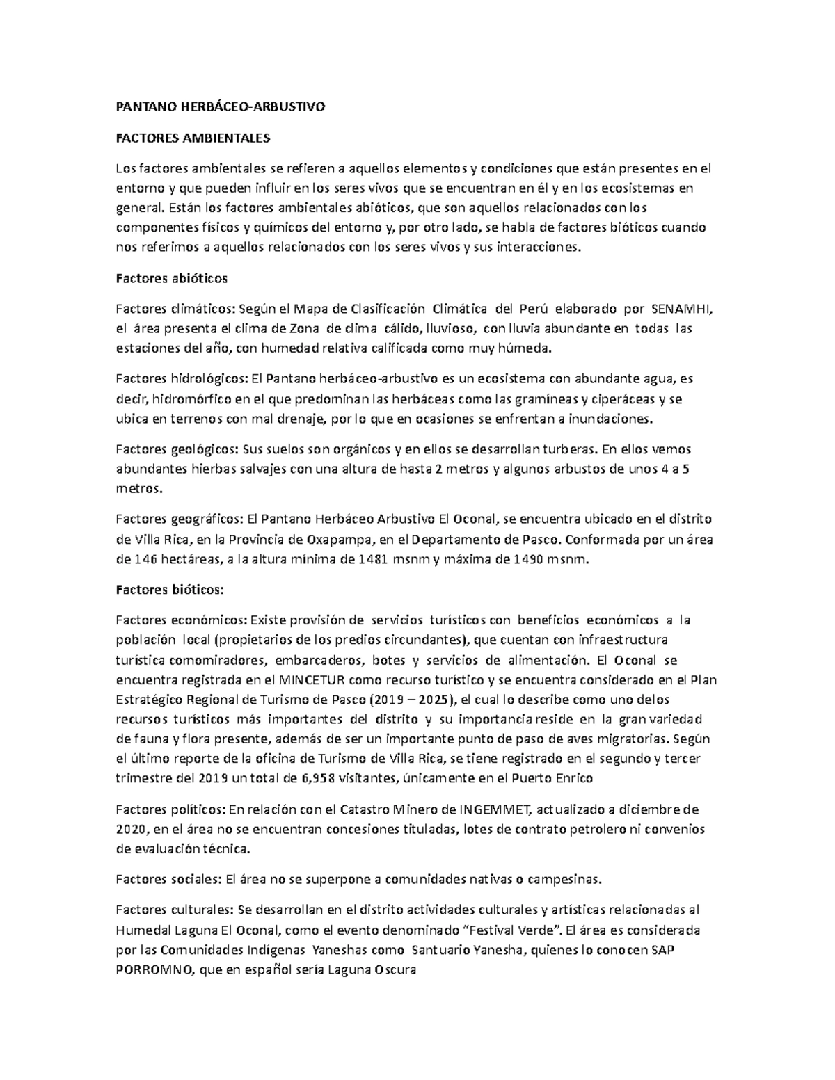 Estudio de la Sabana Húmeda con Palmeras en la Amazonía Peruana - Studocu