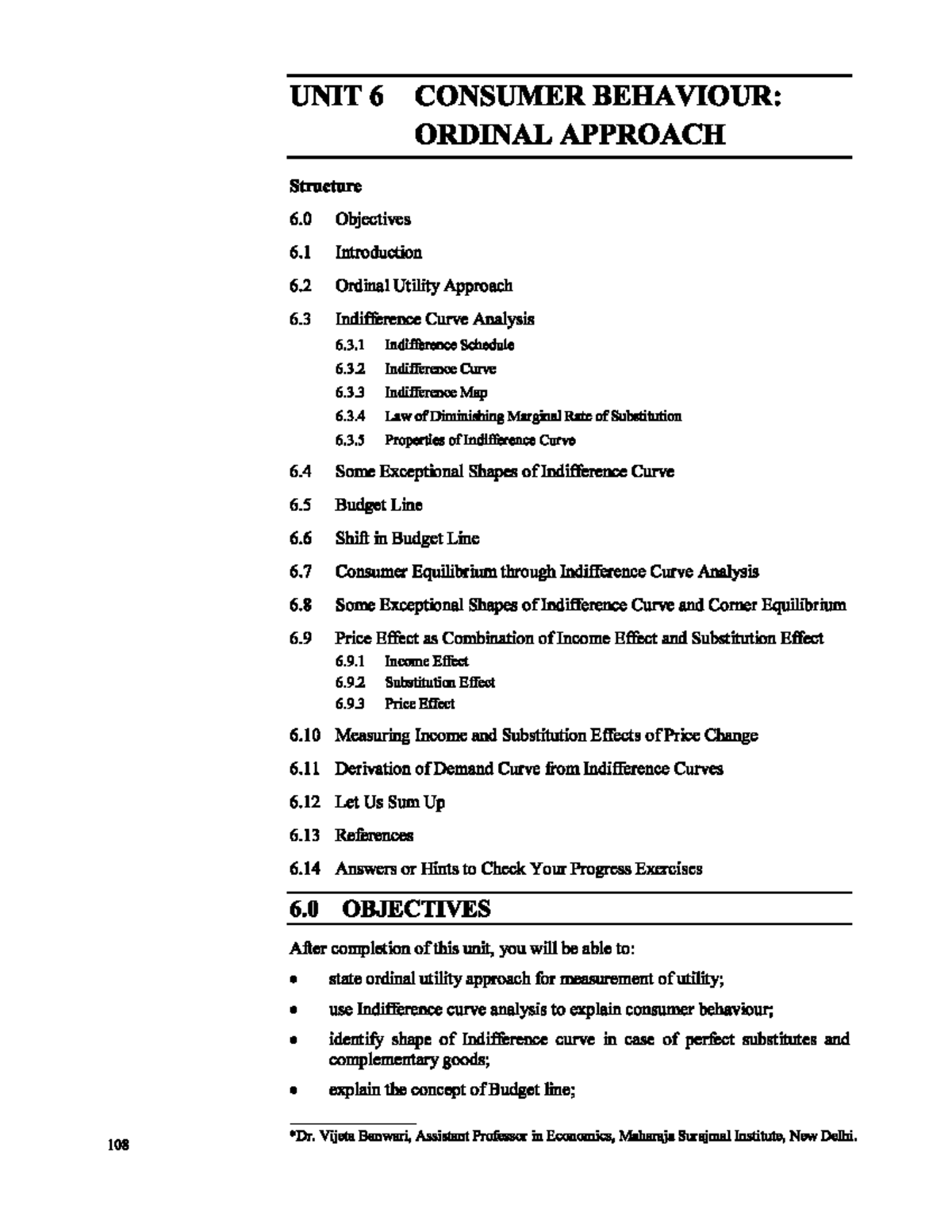 Unit 6: Consumer Behaviour - Ordinal Approach Analysis - Studocu