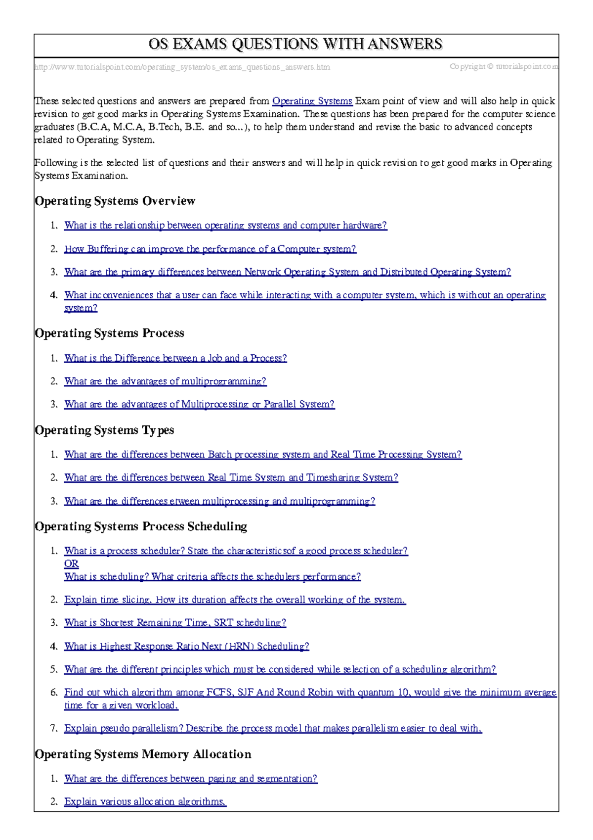 OS EXAM Q&A: Key Concepts for Quick Revision - Studocu