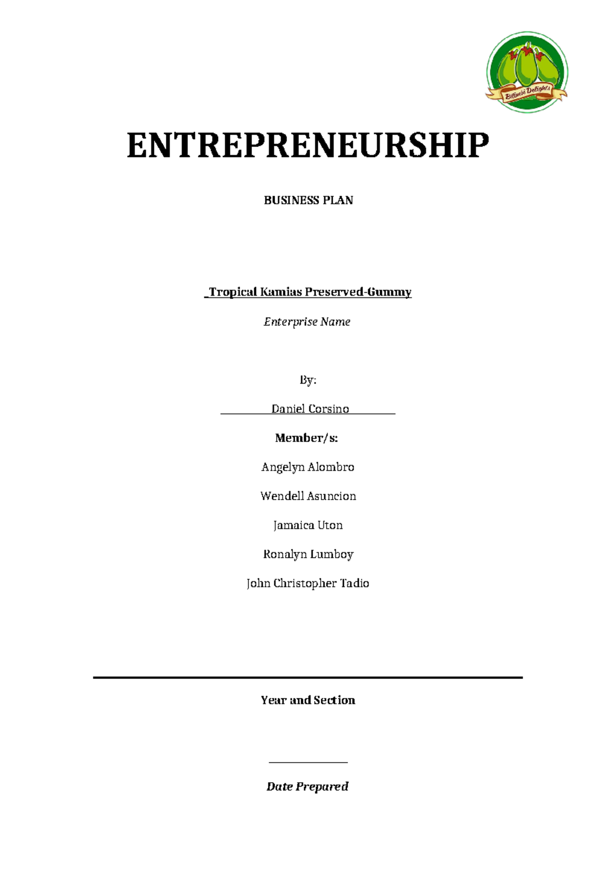 Entrep 4 - This is the official business plan of our section charity ...