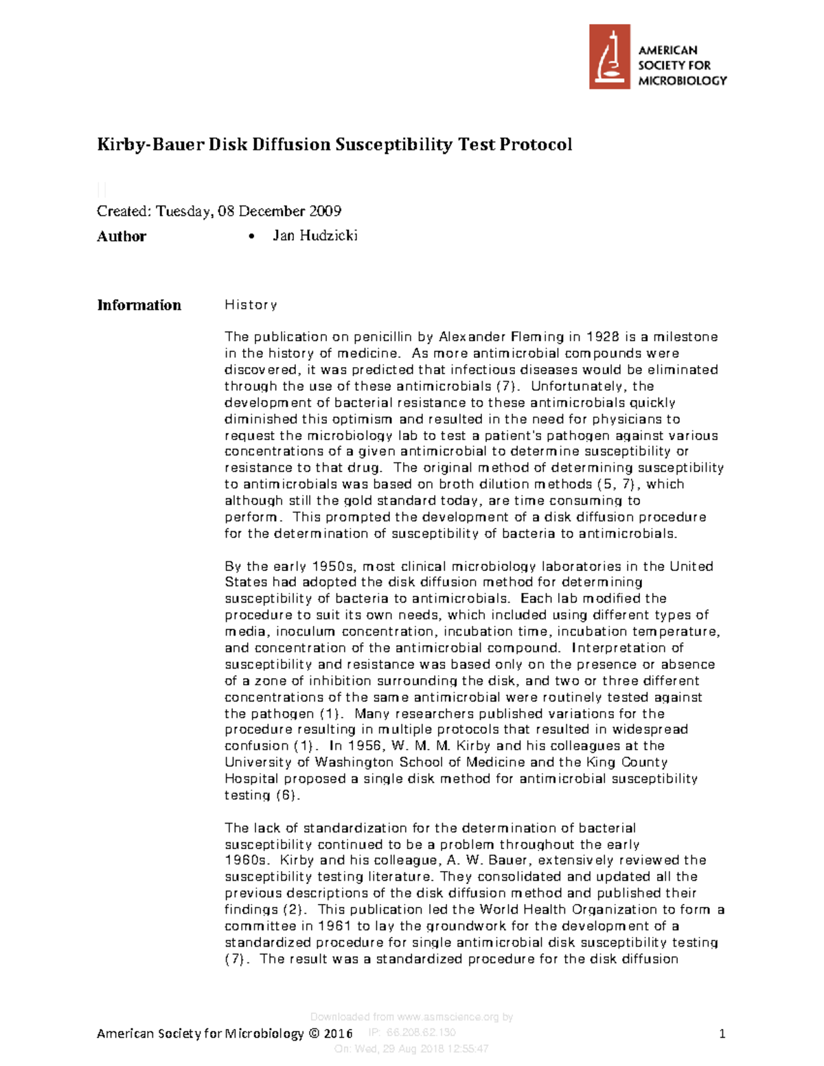 Kirby-Bauer Disk Diffusion Susceptibility Test Protocol Guide - Studocu