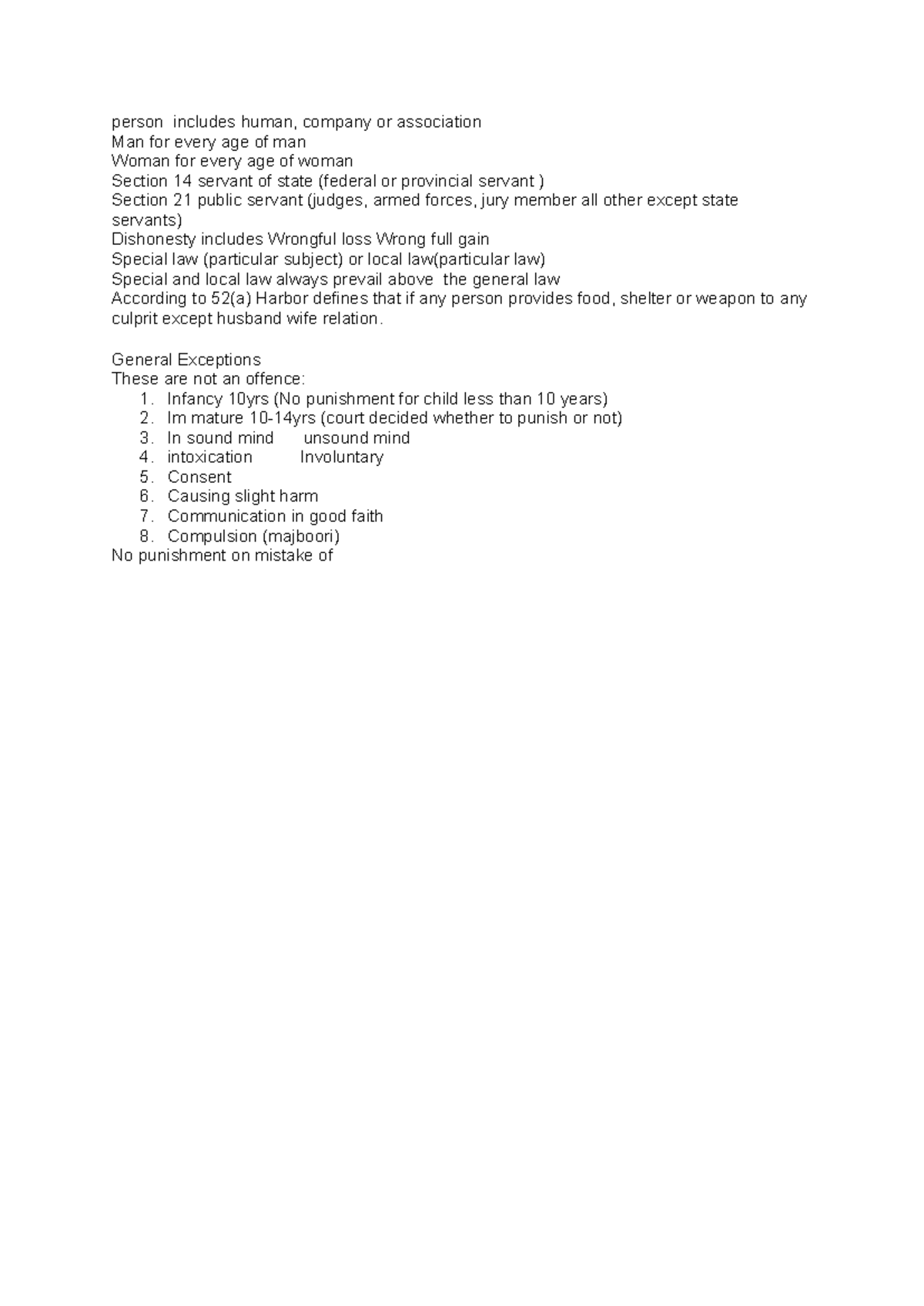 PPC Pakistan Law: Key Definitions and General Exceptions - Studocu