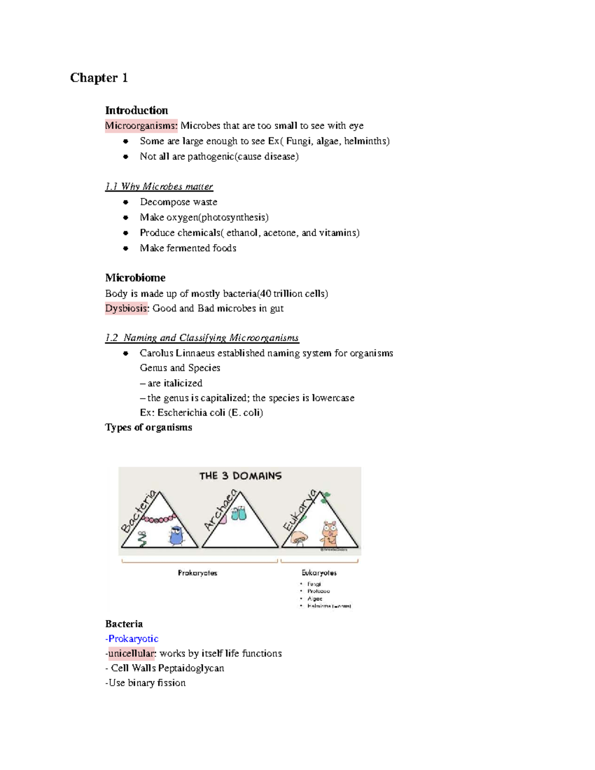 Microbiology (BIO101) Midterm Study Guide - Chapter 1 Overview - Studocu
