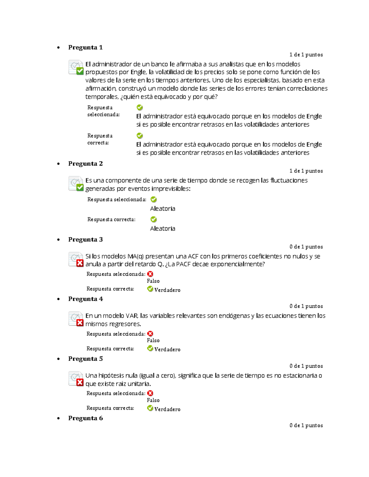 A10 Series de Tiempo: Preguntas Clave y Respuestas Correctas - Studocu