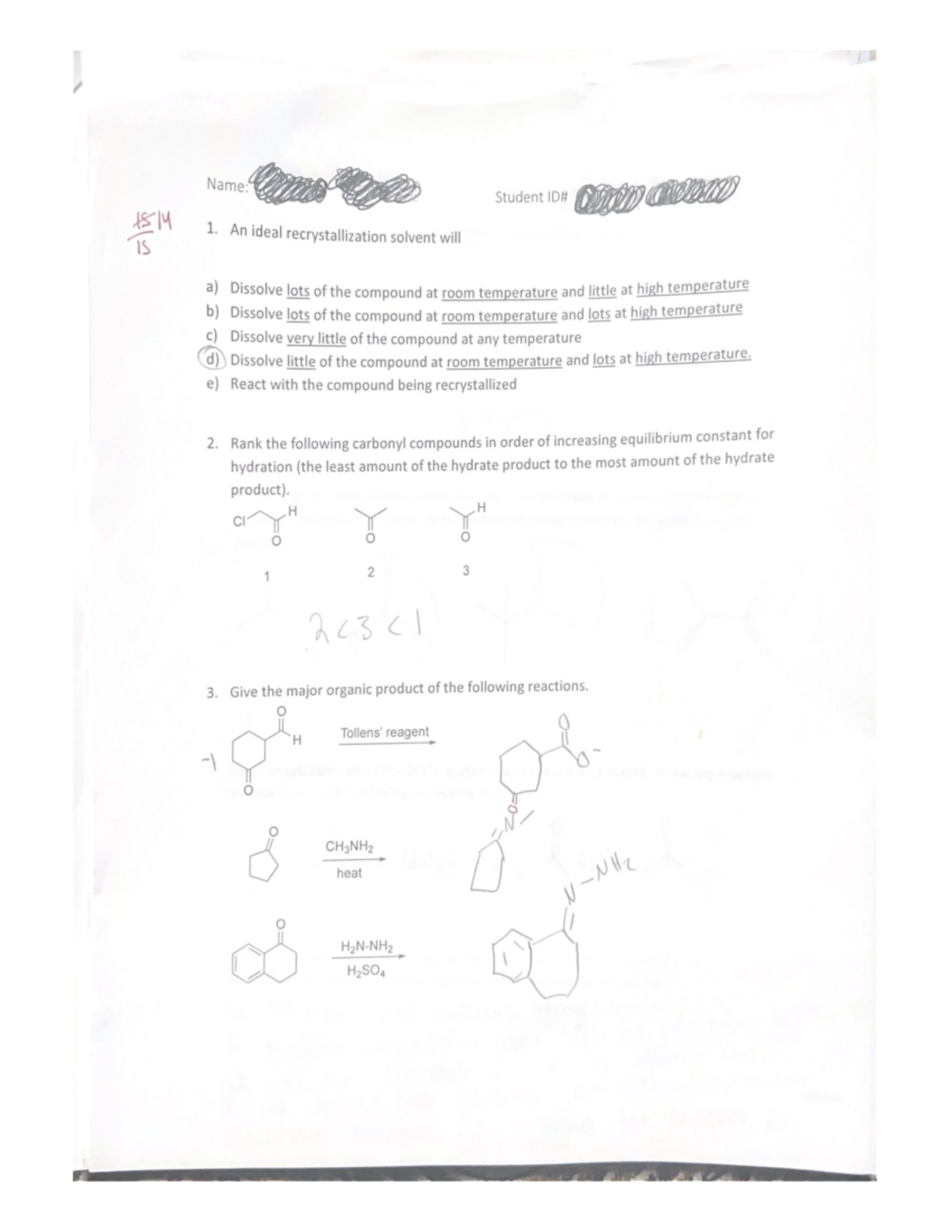 Organic 2 Lab Quiz 2 - Lab quiz for corresponding lab - CHEM 3613 - Studocu