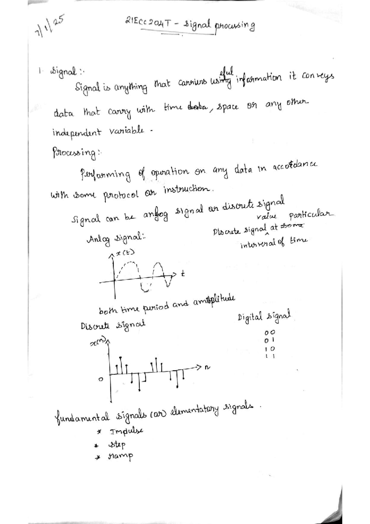 Signal Processing Notes: Bpace 001 Overview and Analysis - Studocu