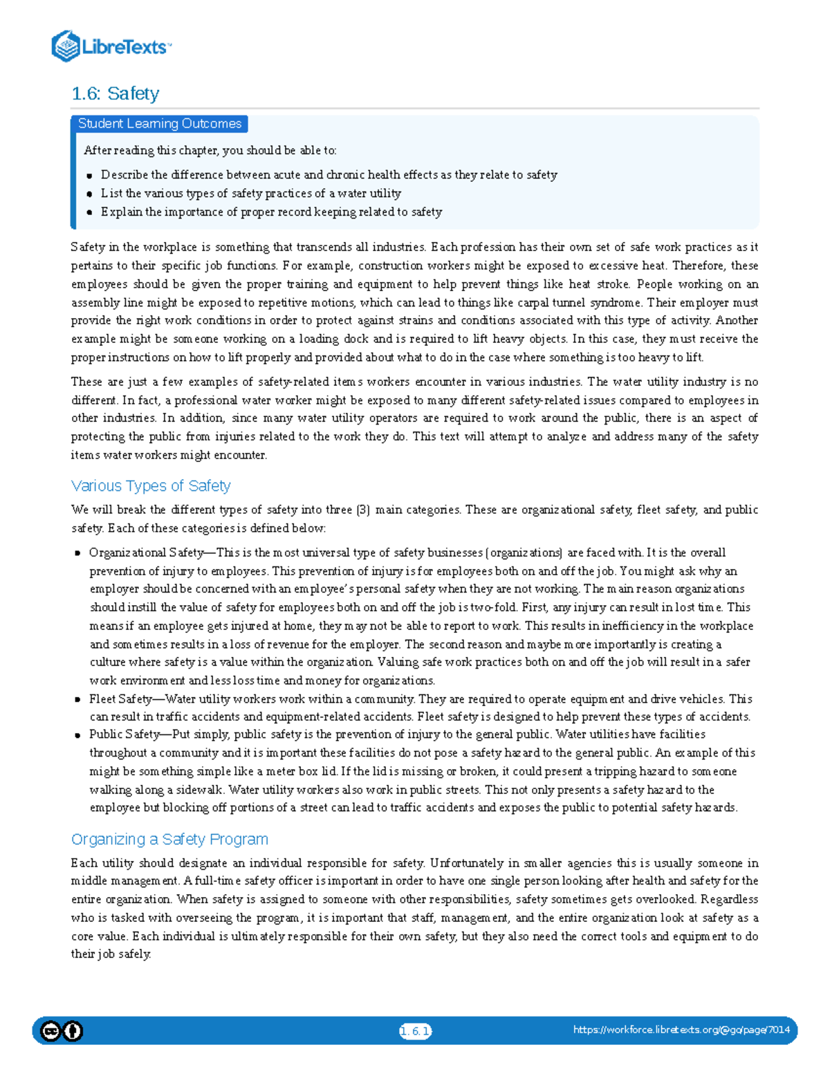 1.6: Safety Practices and Learning Outcomes for Water Utilities - Studocu