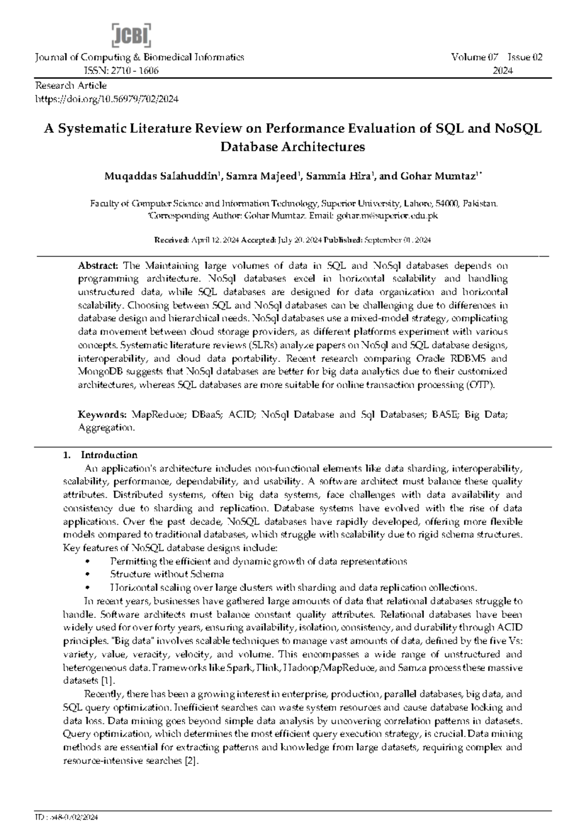 A Systematic Review of SQL vs NoSQL Database Performance Evaluation ...
