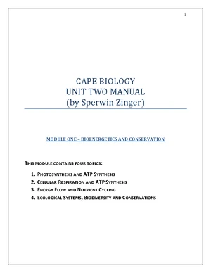 CAPE Biology 2024 Unit 2 Paper 02 - Test Code 02207020 - Studocu