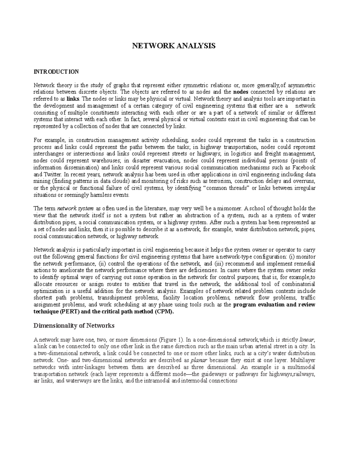 NETWORK ANALYSIS TOOLS IN CIVIL ENGINEERING (CE 101) - Studocu