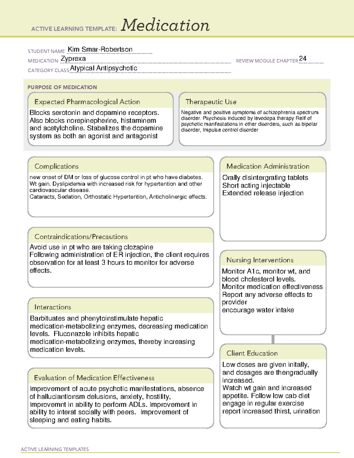 Zyprexa Medsheet: Active Learning Template for Atypical Antipsychotics ...