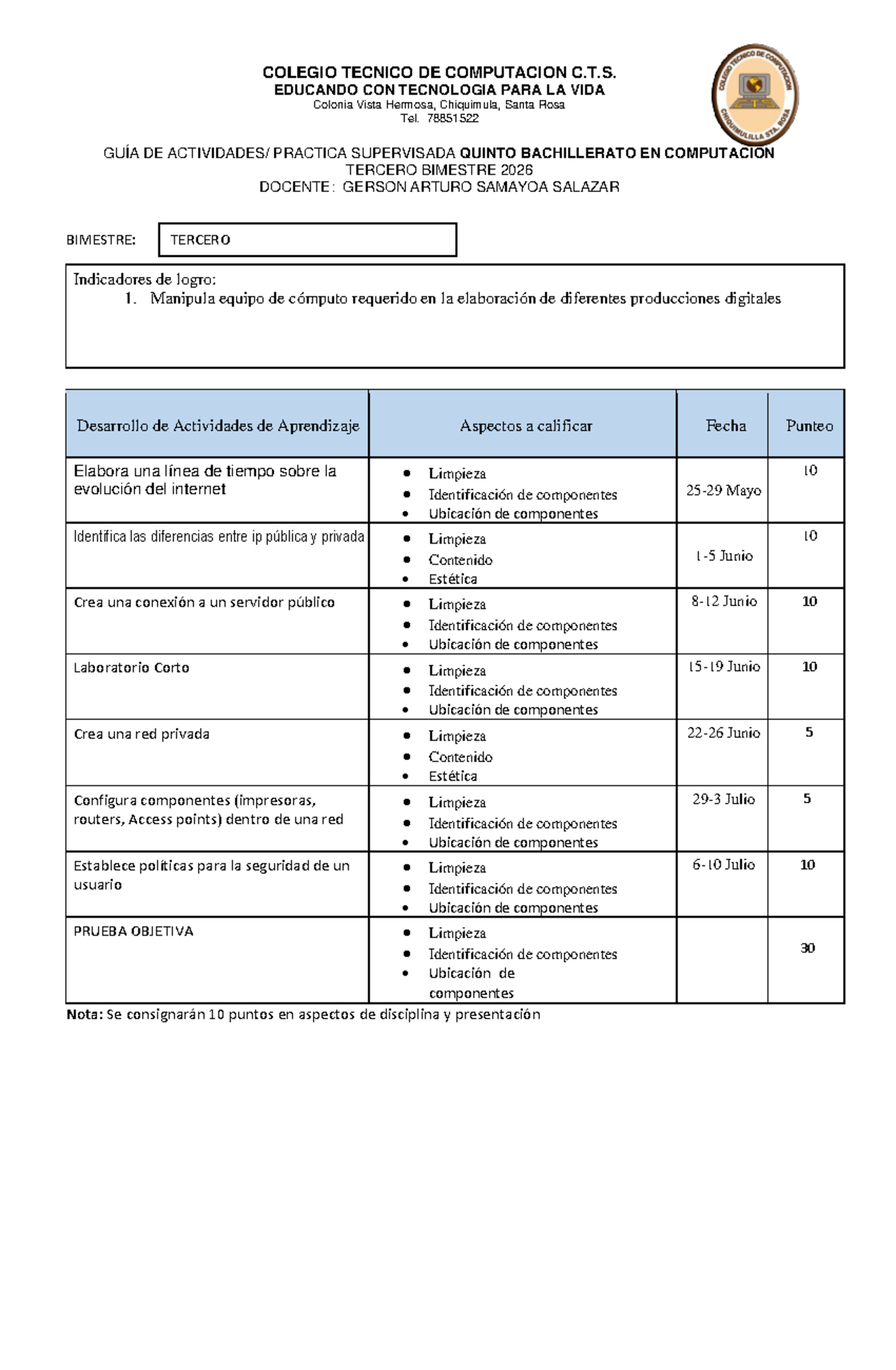 Guía de Práctica Supervisada - Quinto Bachillerato en Computación ...