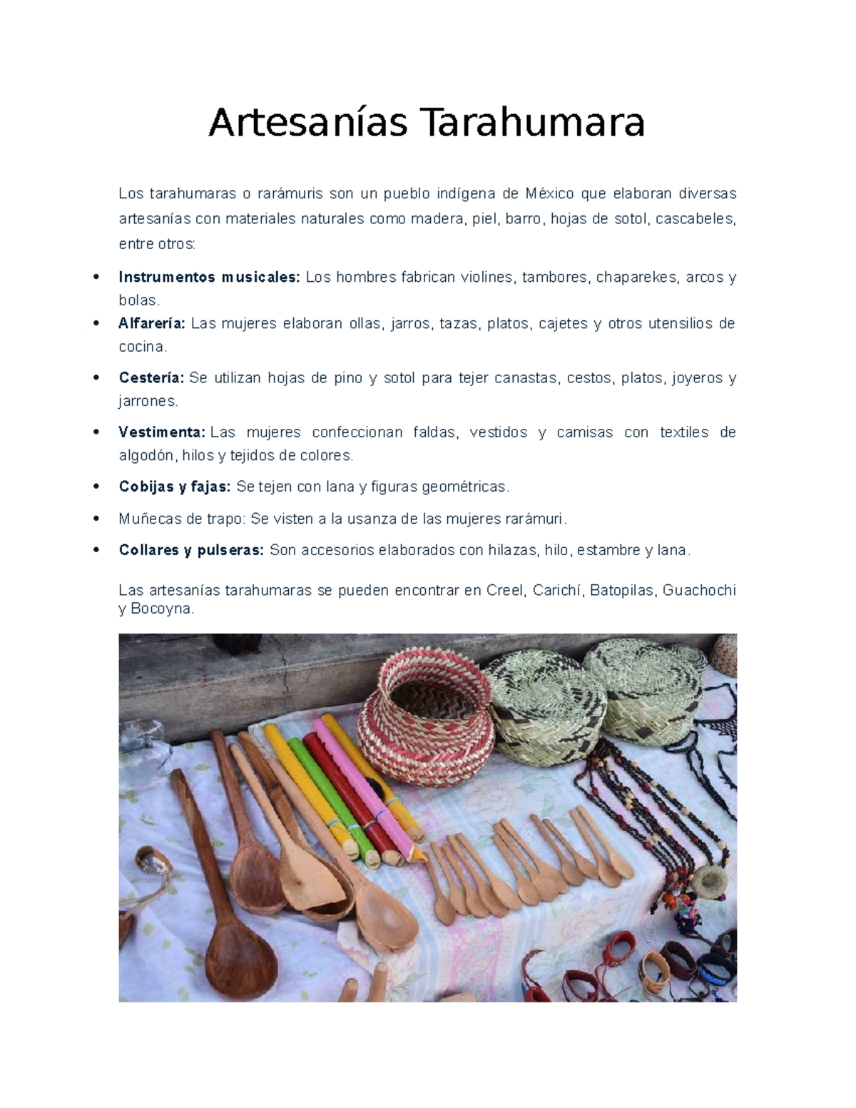 Artesanías y Estilo de Vida de los Tarahumaras en México - Studocu
