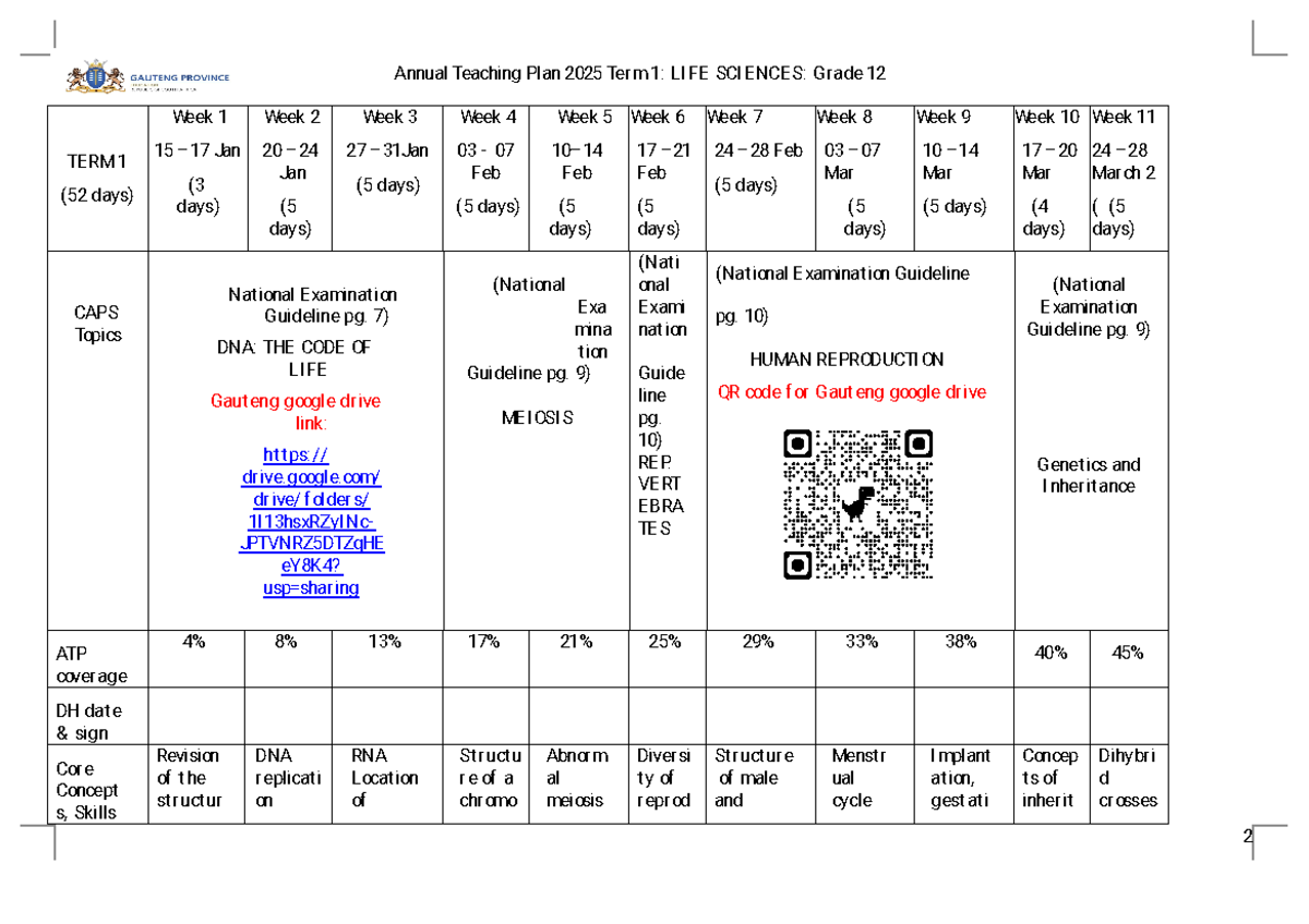 Gr. 12 Life Sciences ATP Term 1 2025-1 - Annual Teaching Plan 2025 Term ...