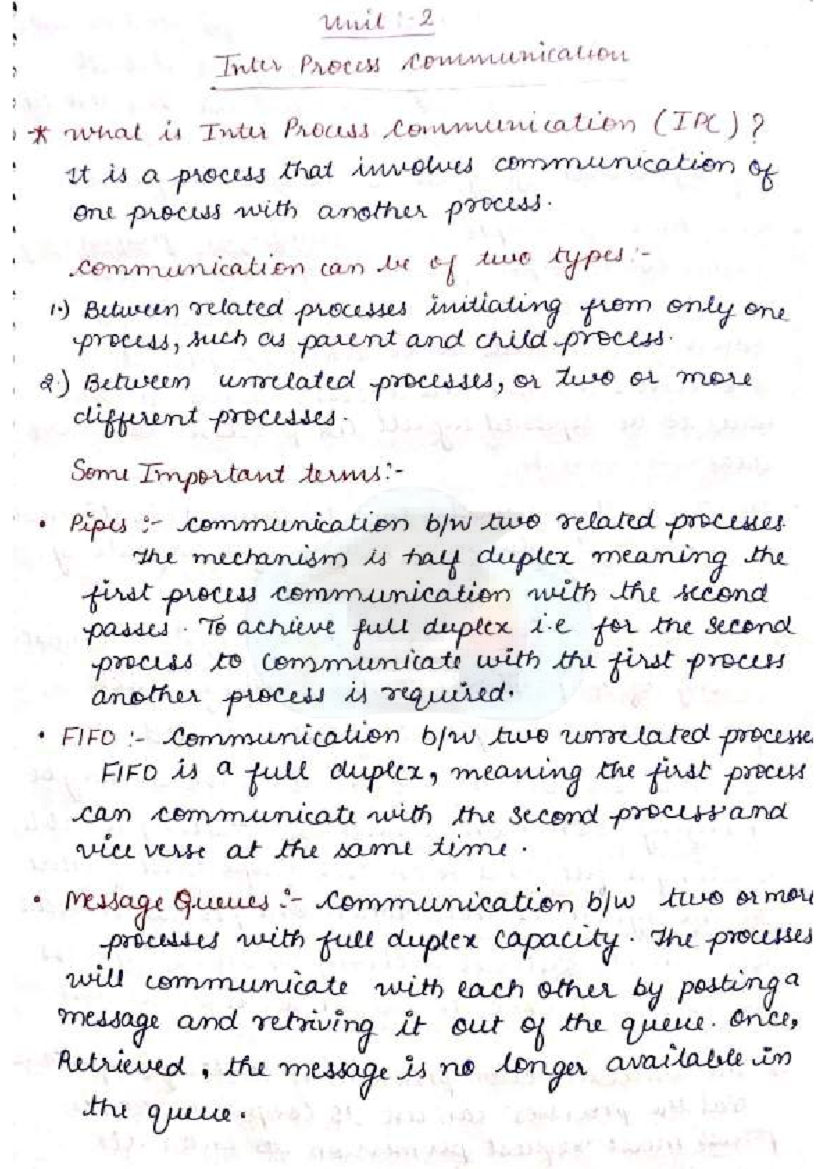 Unit 2: Inter Process Communication (IPC) Overview and Mechanisms - Studocu